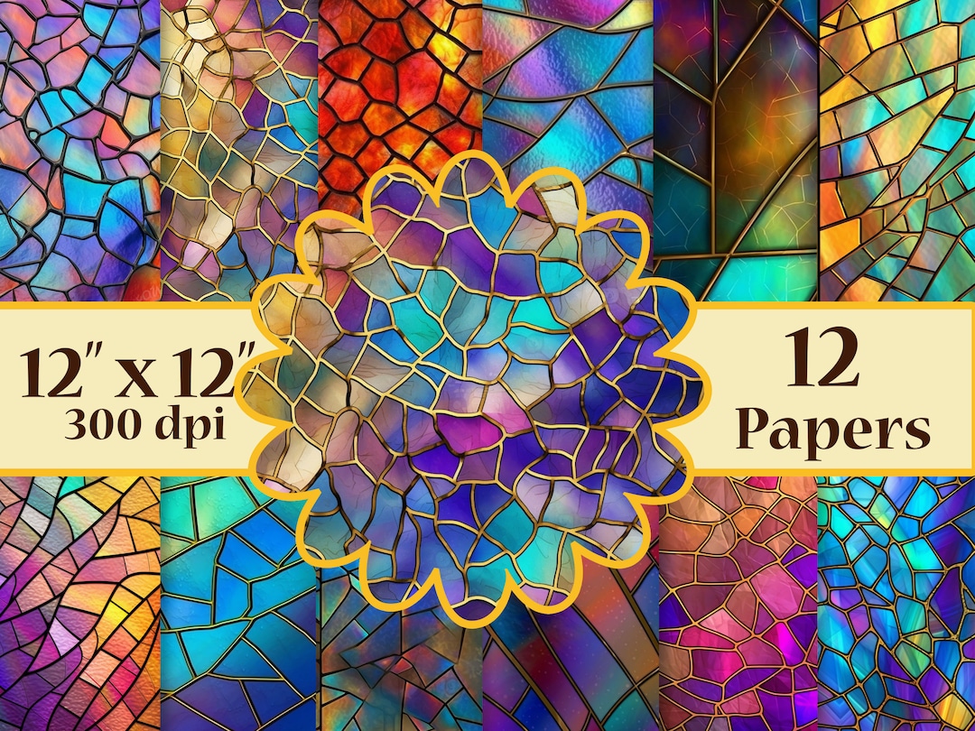 Stained Glass Digital Papers,digital Pattern Paper, Stained Glass ...