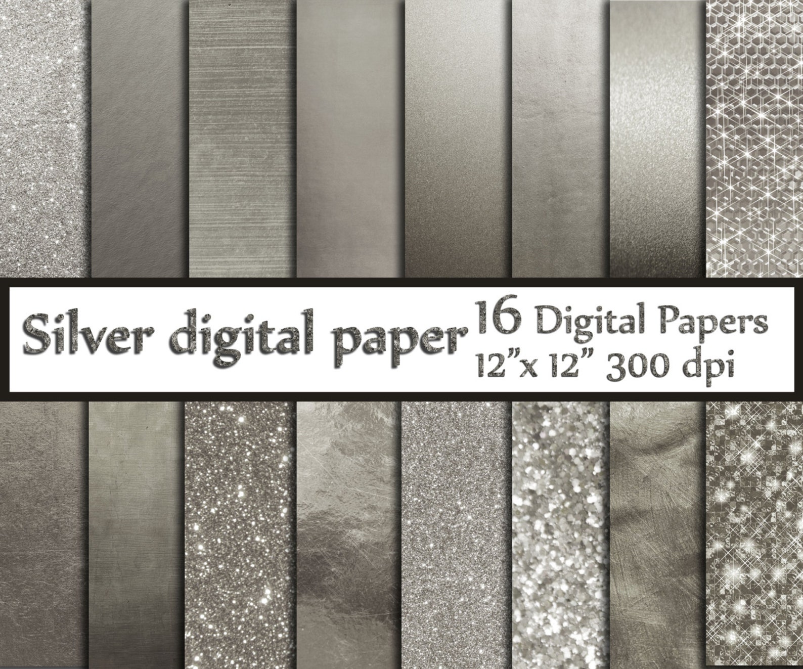 Silver Digital Paper: silver FOIL Papers Platinum - Etsy