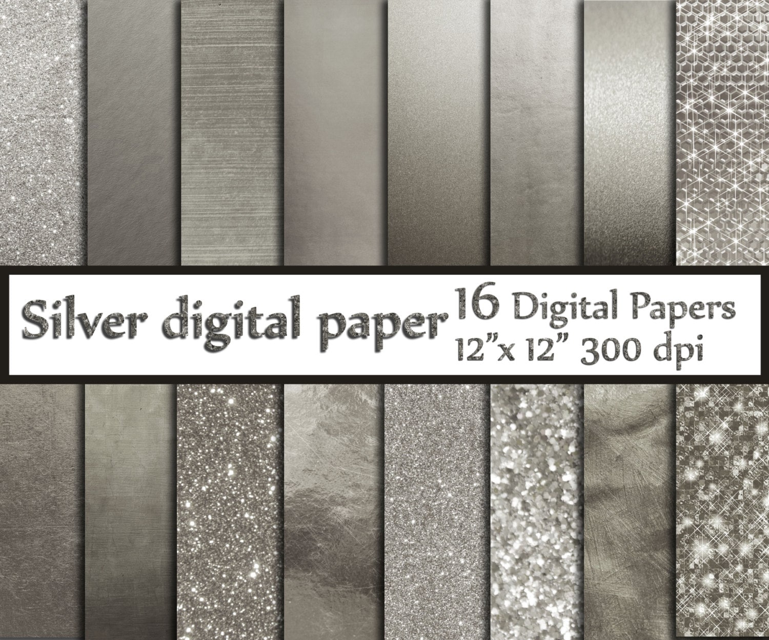 Silver Digital Paper: silver FOIL Papers Platinum | Etsy