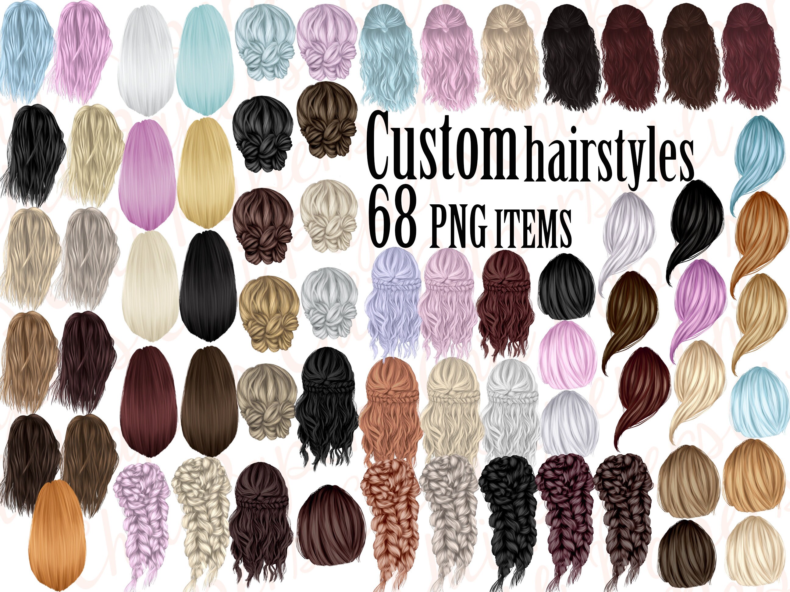 Custom Hairstyles Cliparthair Clipart Womans Hair - Etsy