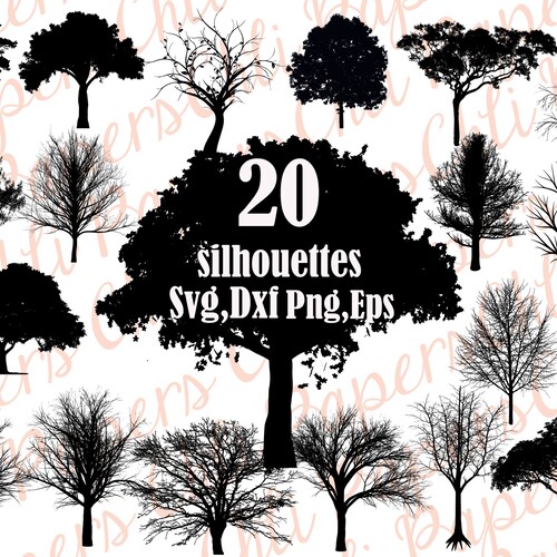 Tree Svg Bundle: tree SILHOUETTE Svg Trees - Etsy