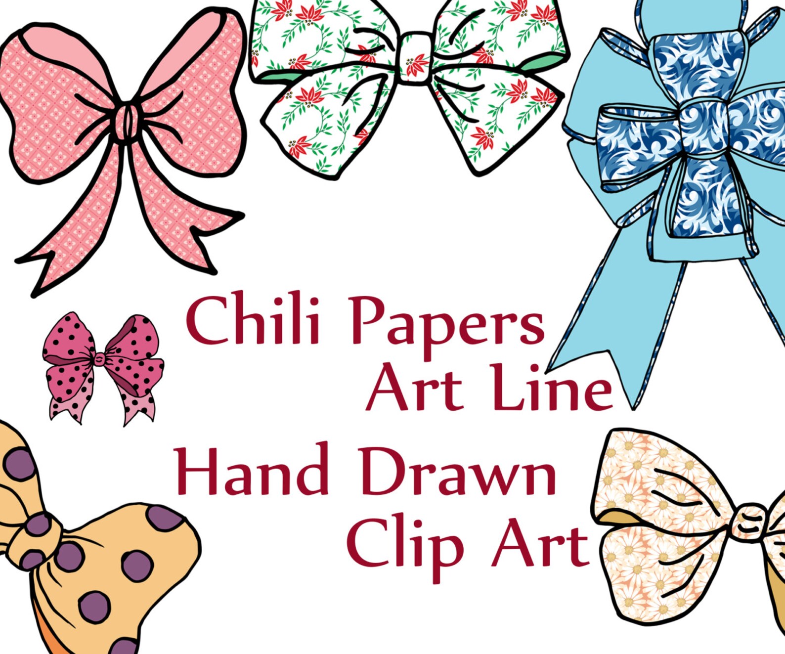 Bows Clip Art: bows Clipart Doodle Ribbons Clip | Etsy