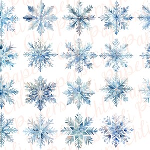 Watercolor Snowflakes Clipart: "christmas CLIP Art" Blue Snowflake Clip ...