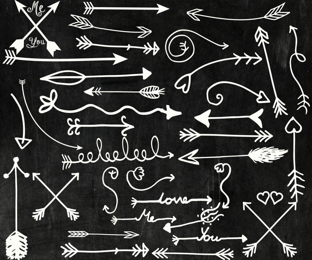 Chalk Tribal Arrows Clip Art: "chalkboard Arrows" Hand Drawn Arrows ...