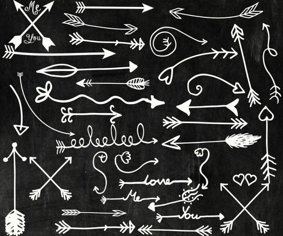 Chalk Tribal Arrows Clip Art: chalkboard Arrows - Etsy