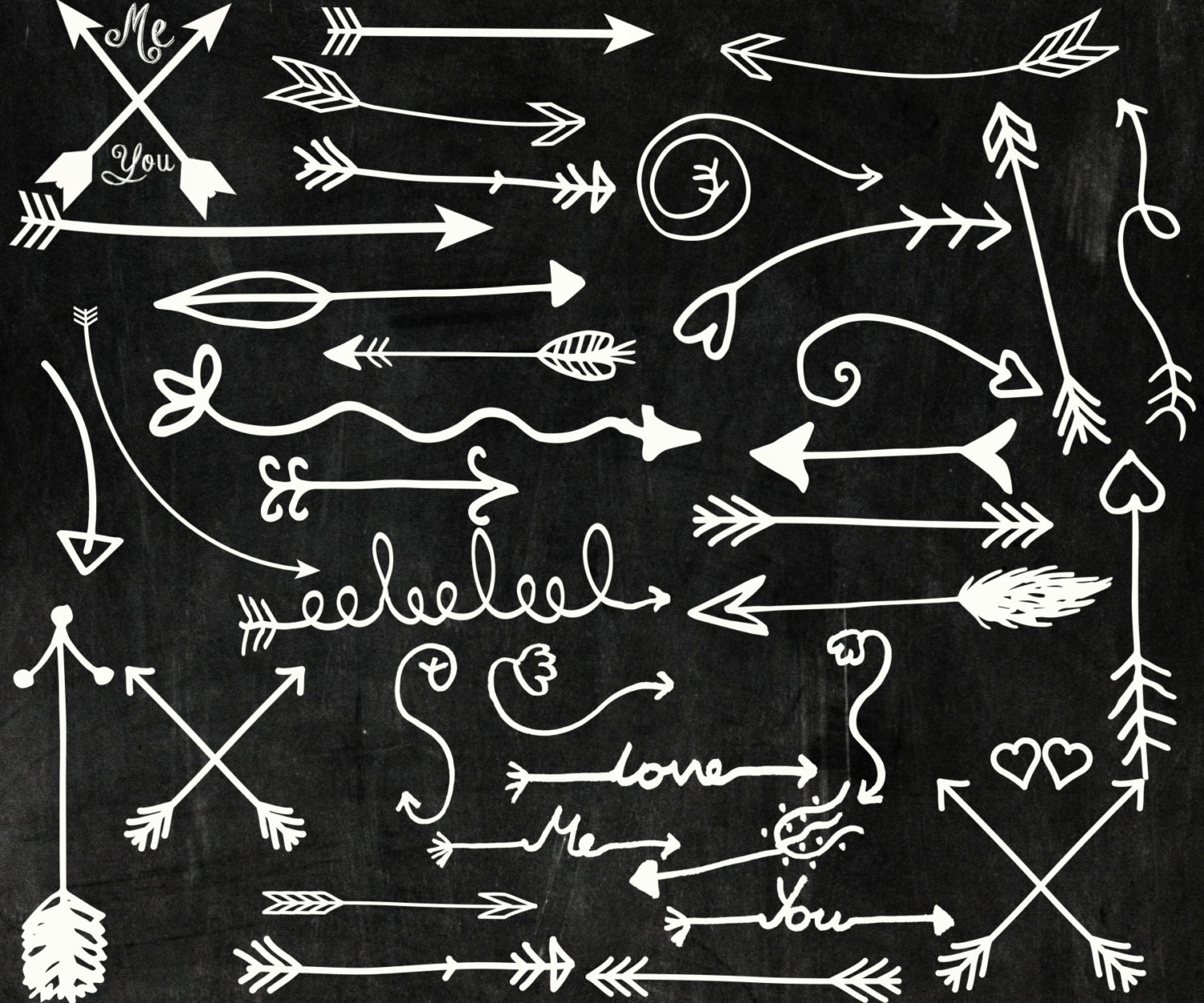 Chalk Tribal Arrows Clip Art: chalkboard Arrows - Etsy