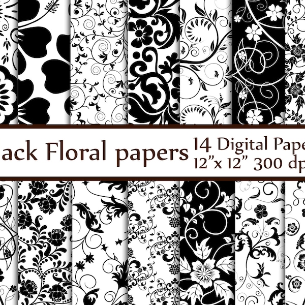 Black and White Digital Papers - Etsy