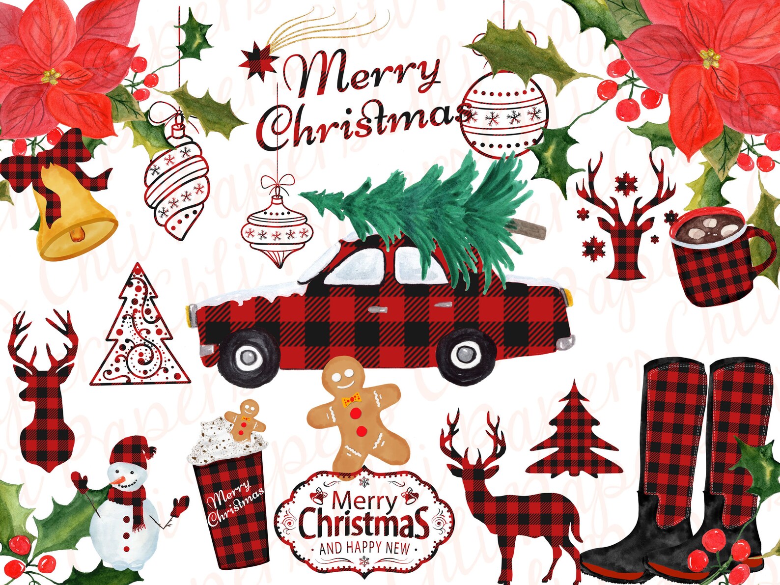Christmas Clipart: car WITH Tree Christmas - Etsy