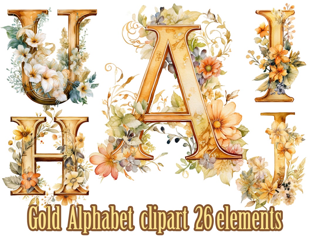 Wedding Monogram Clipart,gold Alphabet Clipart,gold Letters Png ...