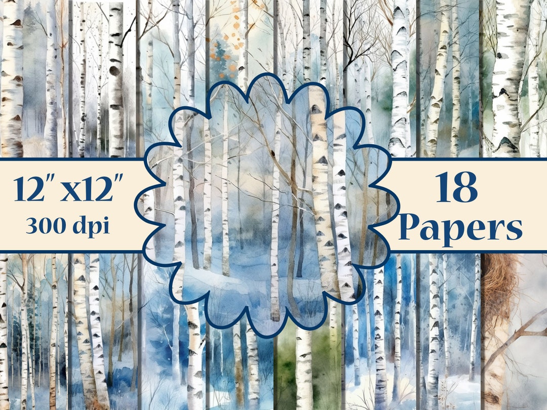 Winter Forest Digital Paper,birch Digital Papers,birch Printable,forest ...