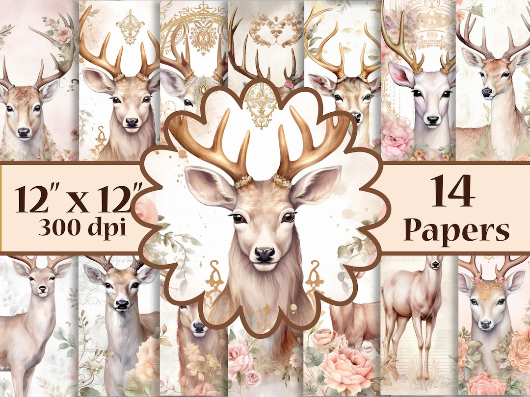 Deer Digital Papers,deer Journal Papers,deer Collage Sheet,woodland ...