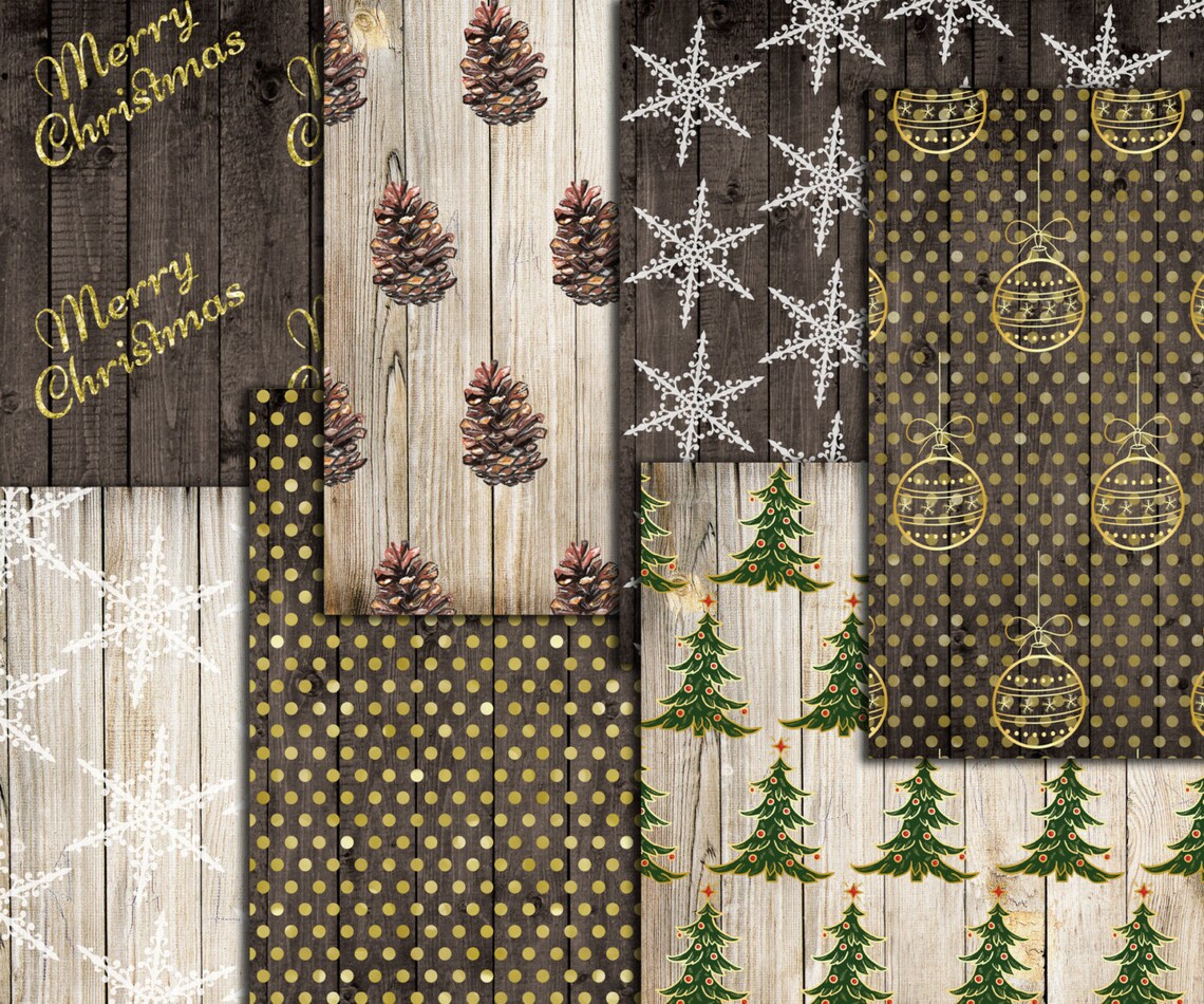 Christmas Digital Paper: christmas Paper Wood | Etsy