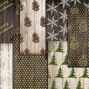 Christmas Digital Paper: christmas Paper Wood Digital Papers Rustic ...