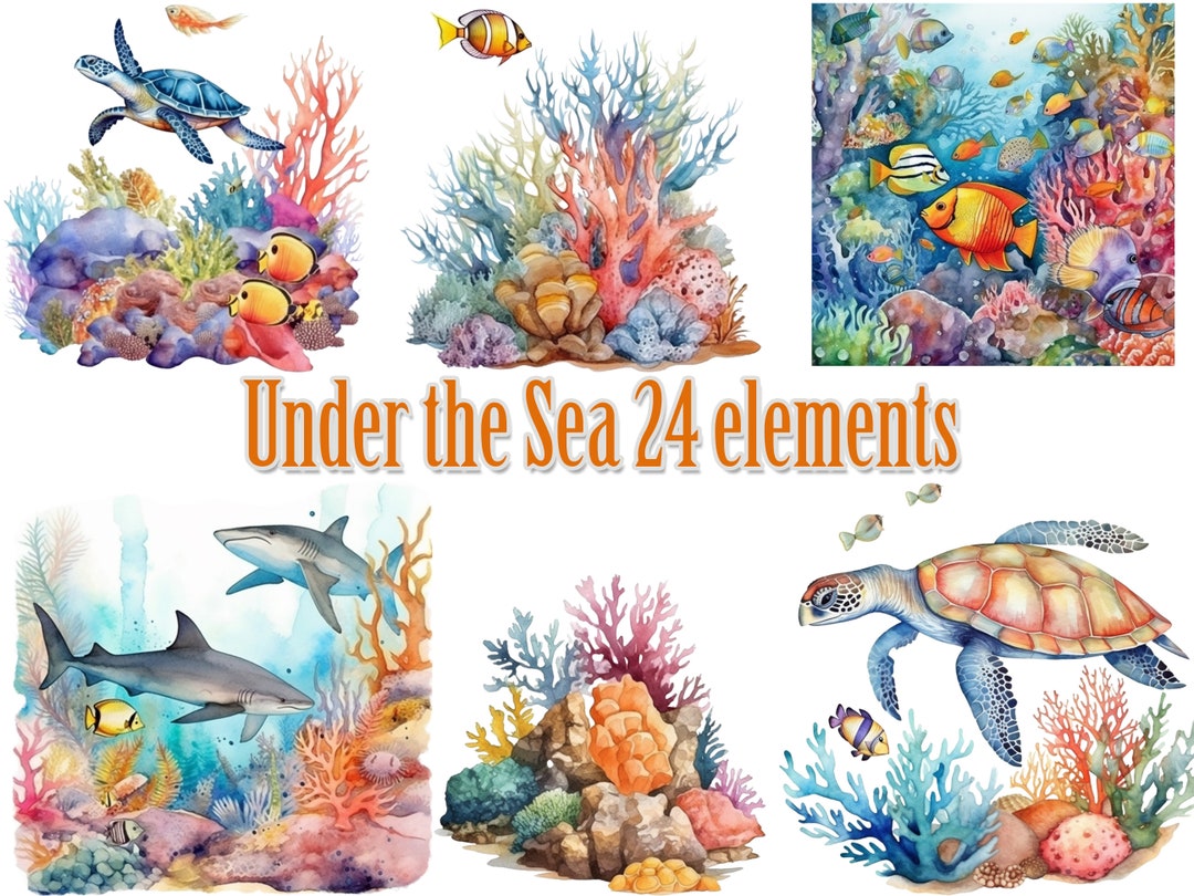 Coral Reef Clipart, Sea Life Clipart,nautical Clipart.ocean Clipart ...
