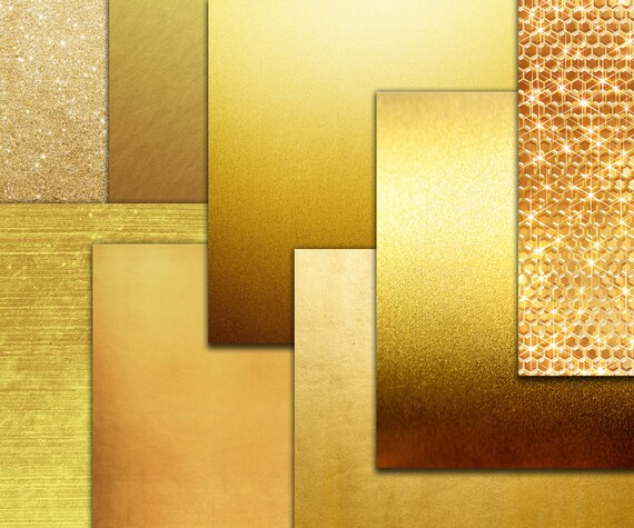 Gold Foil Digital Paper Metallic Gold Digital Paper