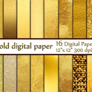 Gold Foil Digital Paper: "gold DIGITAL Paper" Metallic Gold Digital ...