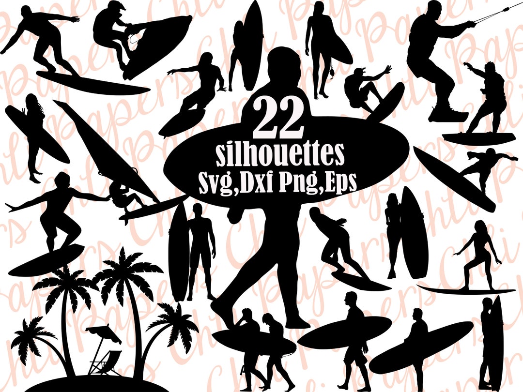 Surfing Silhouettes Svg: "surf Clipart" Surfing Svg Bundle,sport ...