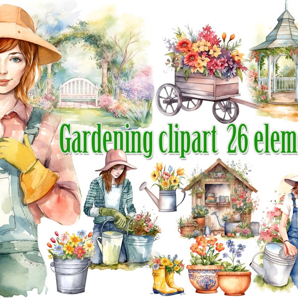 Gardening Clipart - Etsy