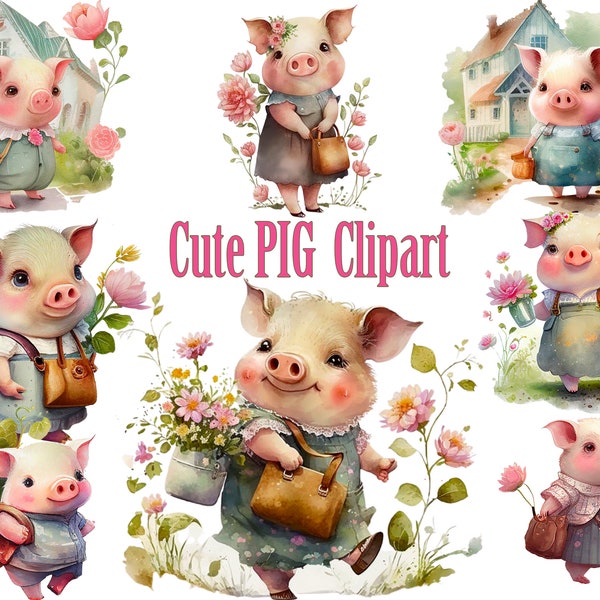 Pig Watercolor - Etsy