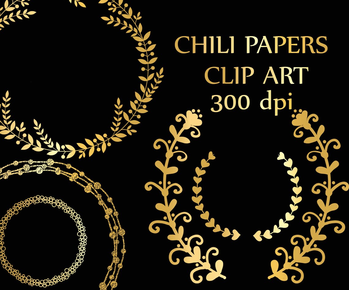 Gold Laurels Wreath Clipart: gold CLIP Art Hand | Etsy