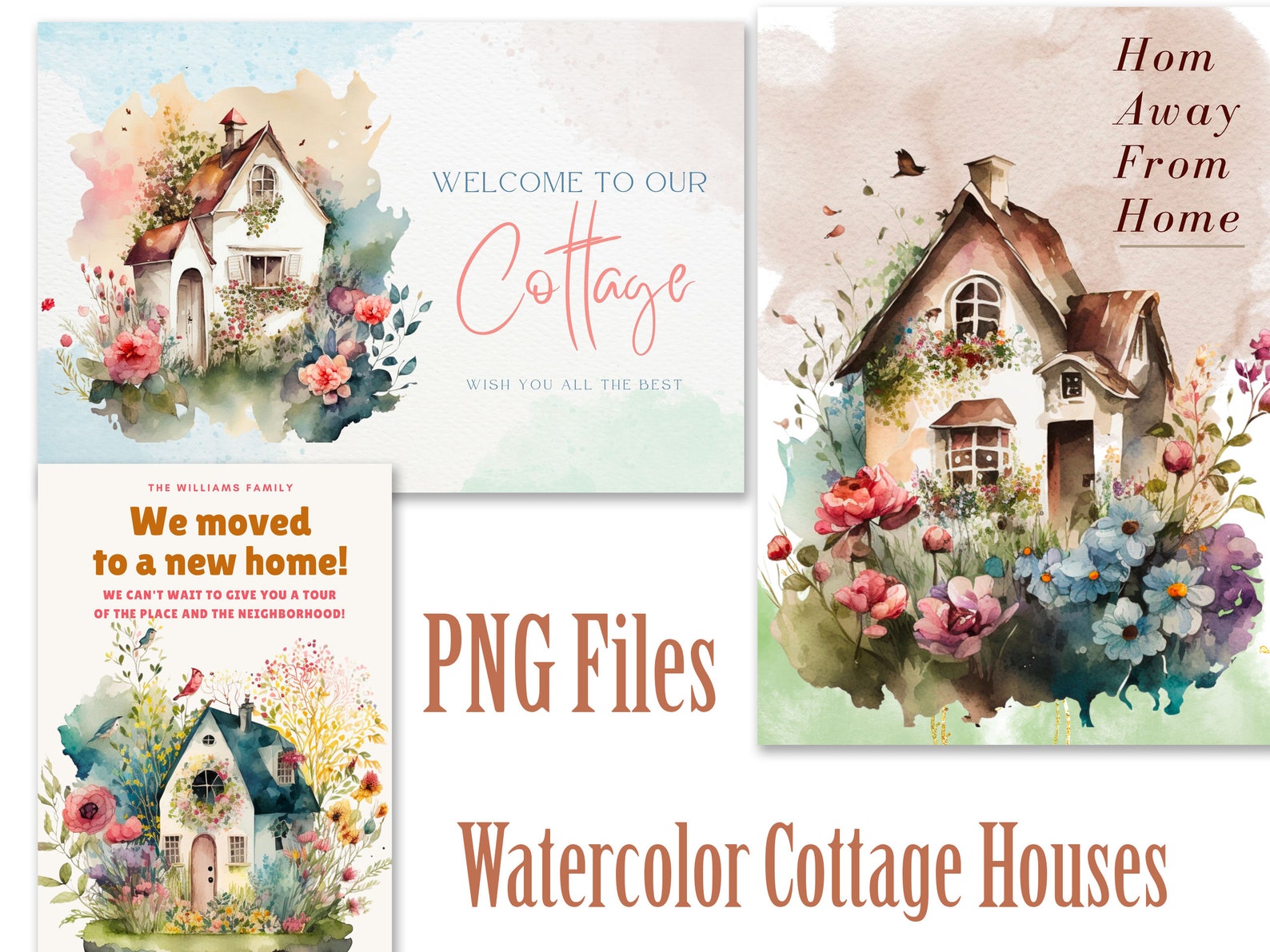 Cute Cottage Clipart Watercolor Housescozy Cottage - Etsy