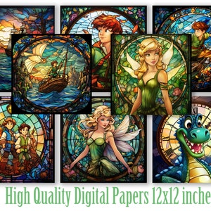 Peter Pan Digital Papers,stained Glass Digital Papers,stained Glass ...