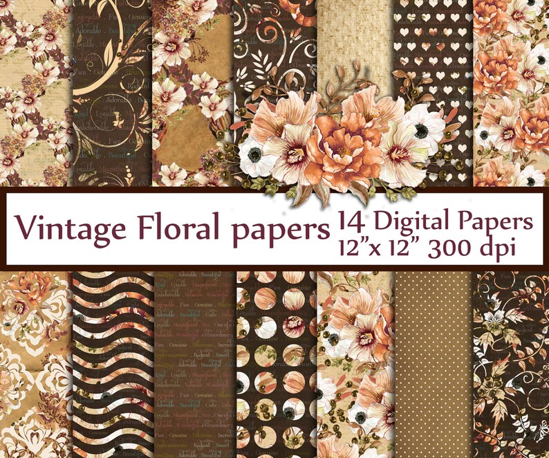Floral Digital Paper Pack: floral Papers Floral - Etsy