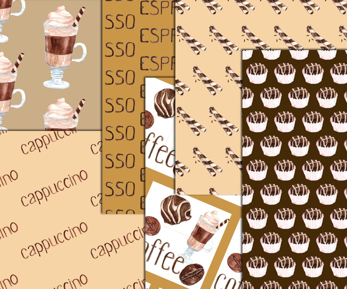 Coffee digital paper: COFFEE PAPERS Coffee clipart | Etsy