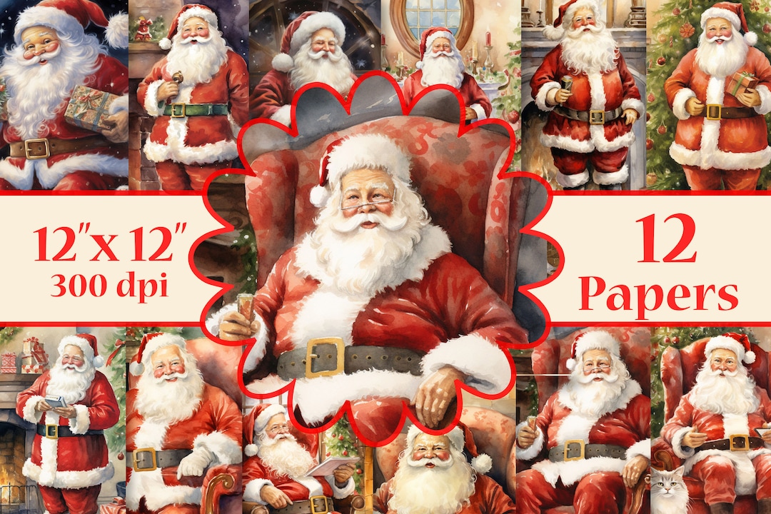 Santa Digital Papers,christmas Digital Papers,christmas Backdrops ...