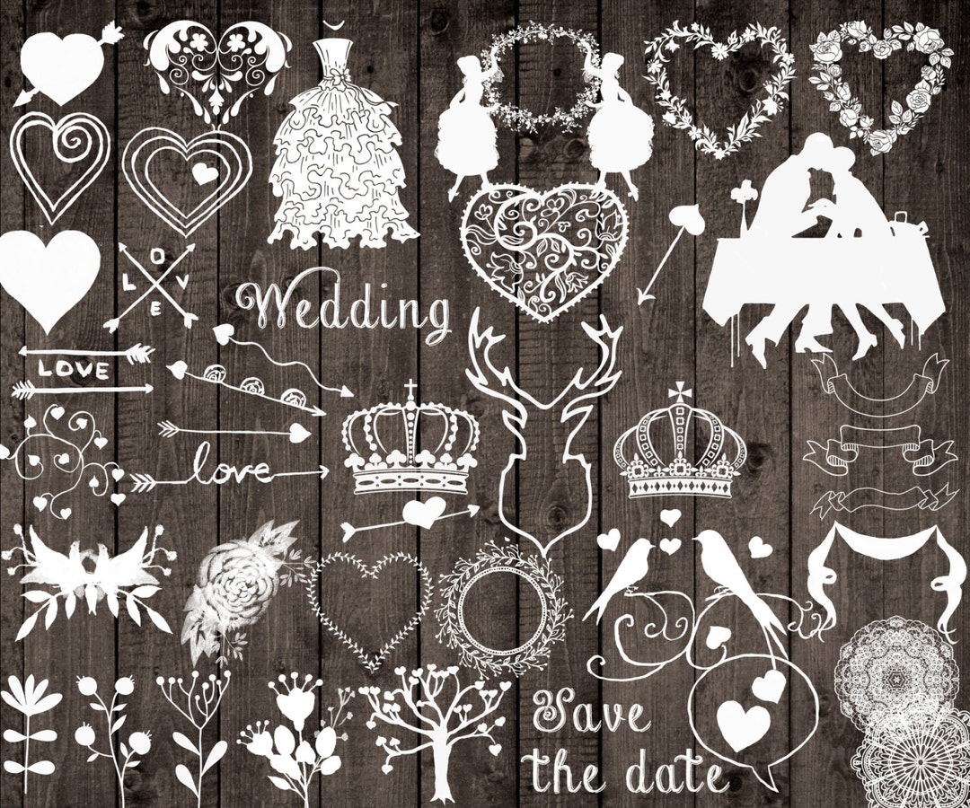 Chalkboard Wedding Clipart: wedding CLIP Art Shabby Chic Wedding ...