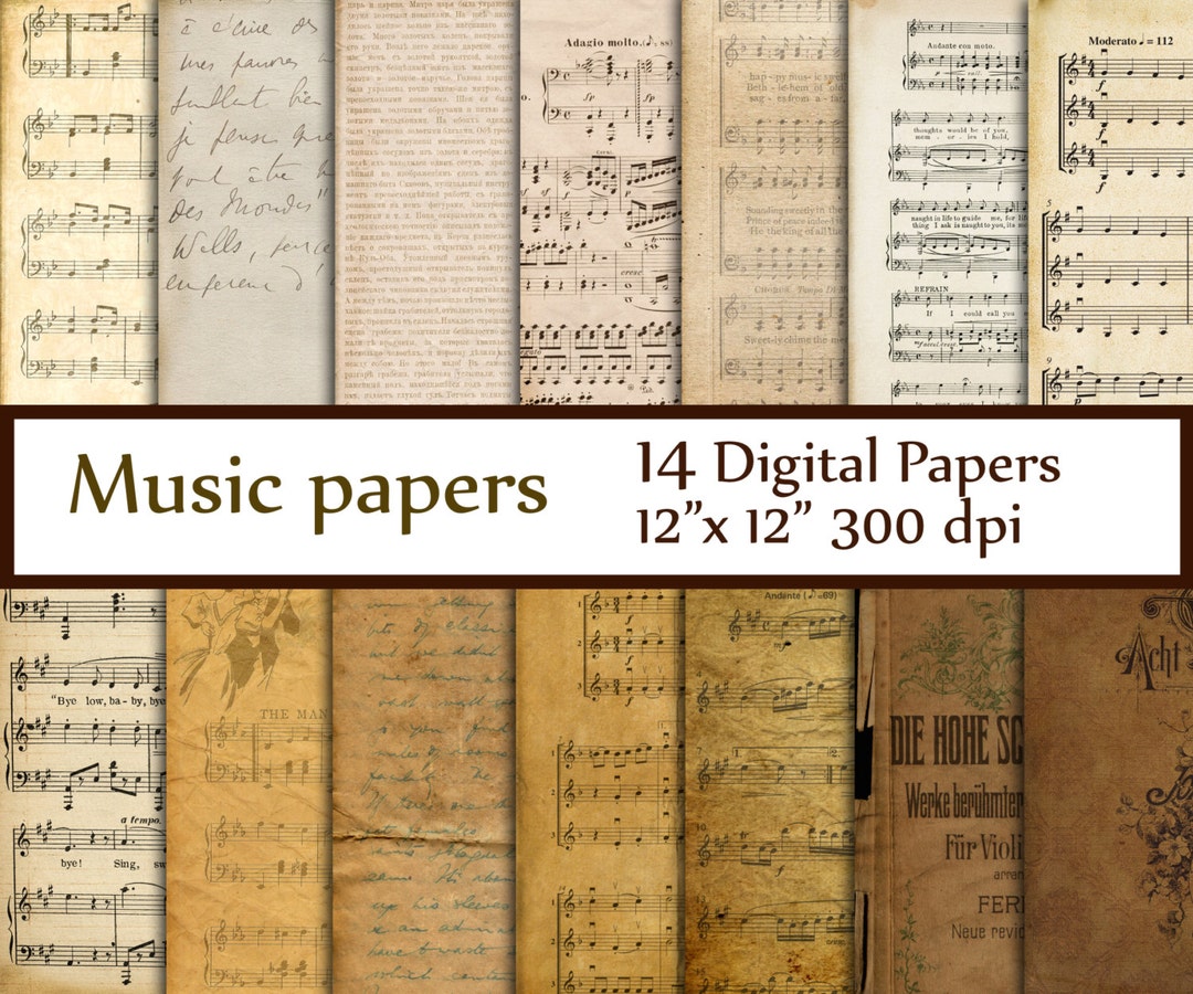 Antique Music Digital Papers: "music Papers" Music Sheet Vintage Paper ...