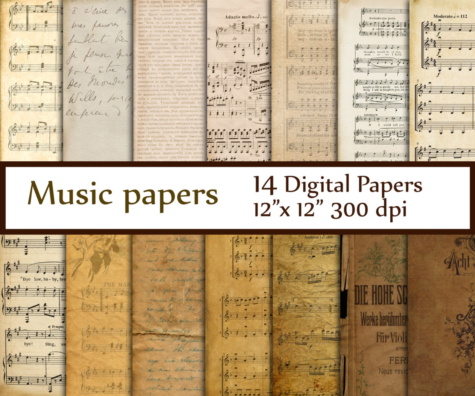 Antique Music Digital Papers: MUSIC PAPERS Music | Etsy