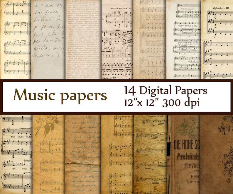 Antique Music Digital Papers: music Papers Music - Etsy