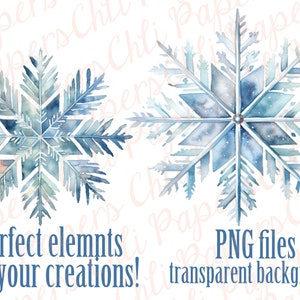 Watercolor Snowflakes Clipart: "christmas CLIP Art" Blue Snowflake Clip ...