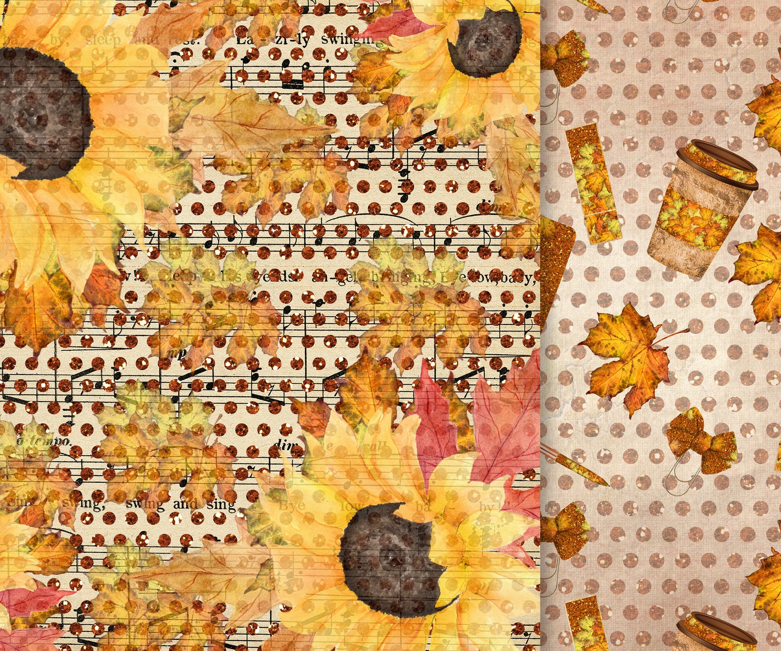 Fall Digital Papers: sunflower PAPER Pack Autumn | Etsy