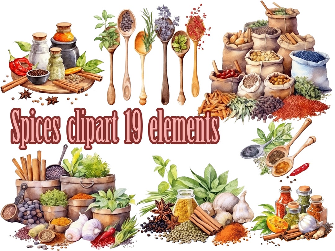 Watercolor Spices Clipart,herbs and Spices Clipart,spices Png,cooking ...