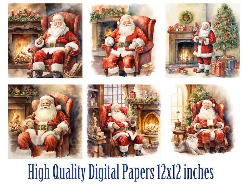 Santa Digital Papers,christmas Digital Papers,christmas Backdrops ...