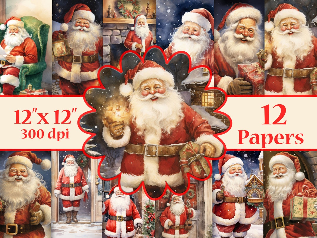 Santa Digital Papers,christmas Digital Papers,christmas Backdrops ...