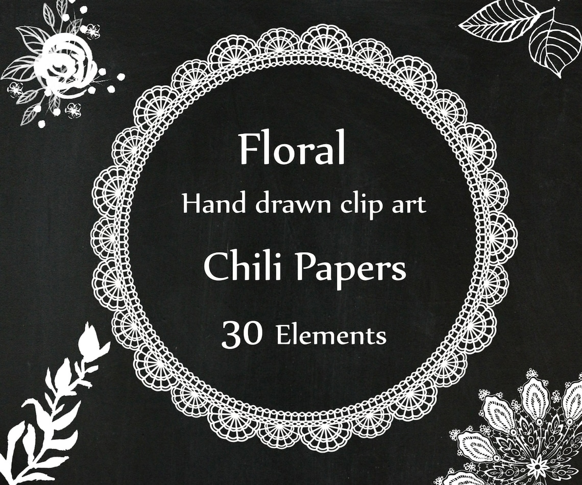 Chalkboard Floral Clipart: chalkboard CLIP Art - Etsy
