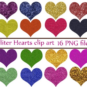 Glitter Hearts Clipart Set: glitter CLIP Art Wedding Clipart Glitter ...
