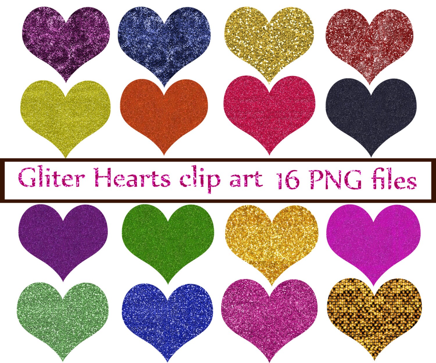 Glitter Hearts Clipart Set: glitter CLIP Art | Etsy