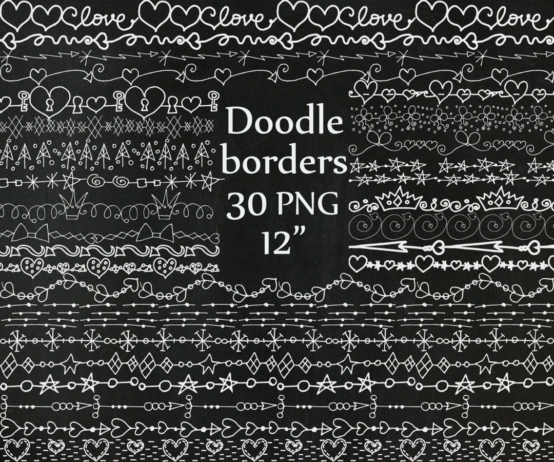 Chalk Border Clipart: "chalk DOODLE Borders" Hart Borders Hand Drawn ...