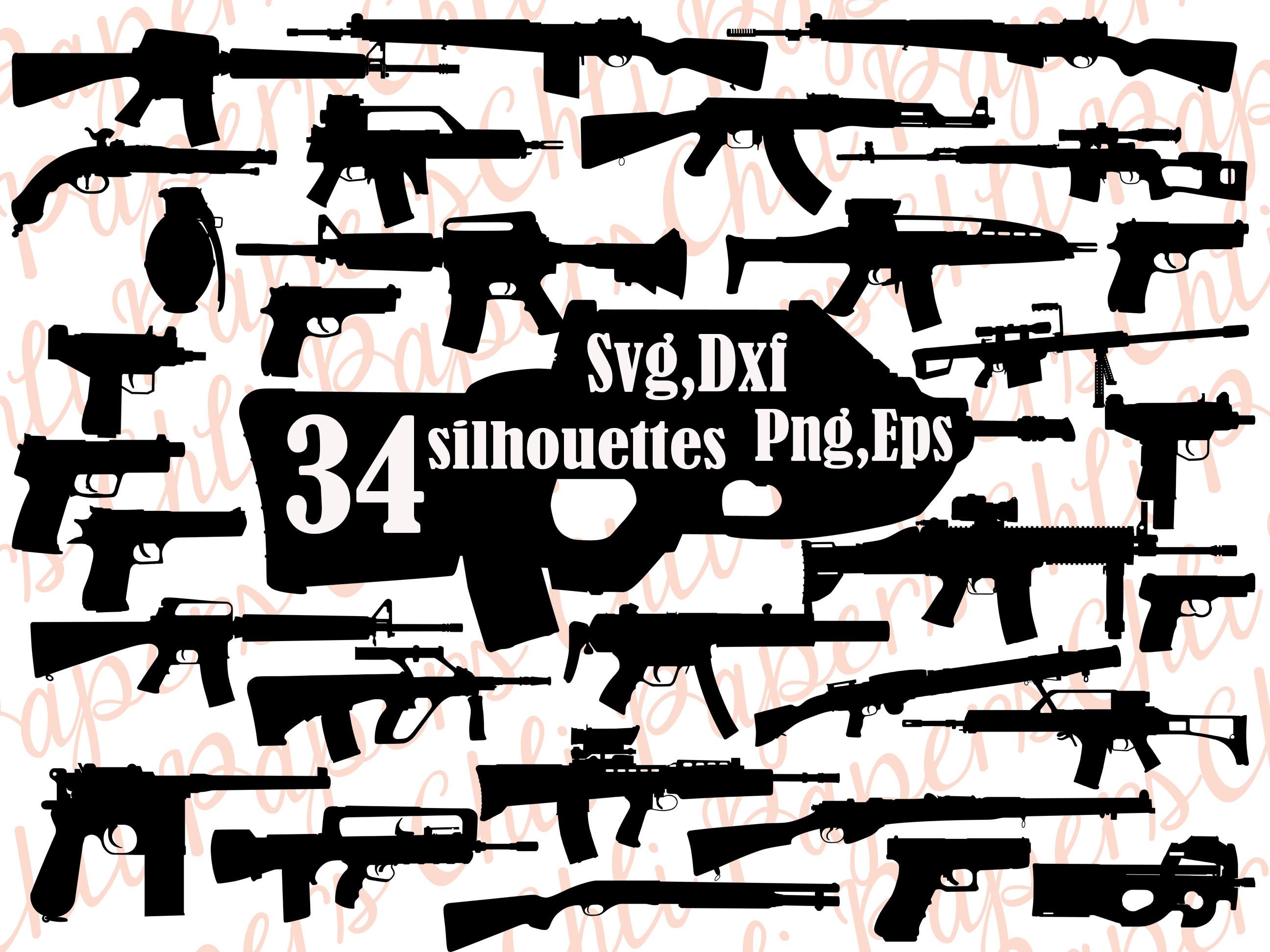Gun Svg Silhouette Clipart: army WEAPONS Svg | Etsy