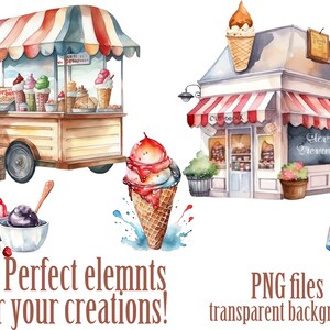 Watercolor Ice Cream Stand Clipart,ice Cream Shop,ice Cream Truck ...