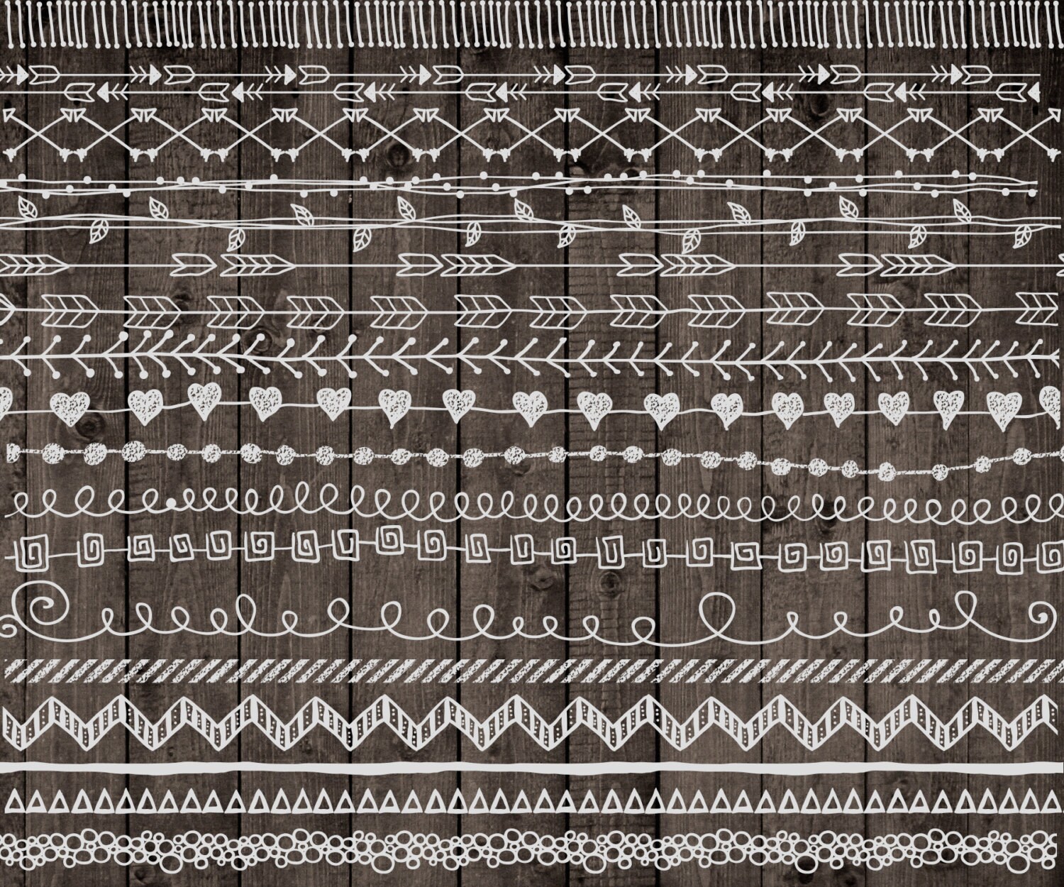 Chalk Border Clipart: chalk DOODLE Borders Hand - Etsy