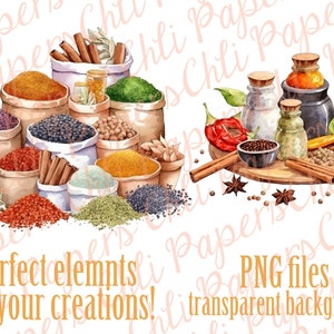 Watercolor Spices Clipart,herbs and Spices Clipart,spices Png,cooking ...