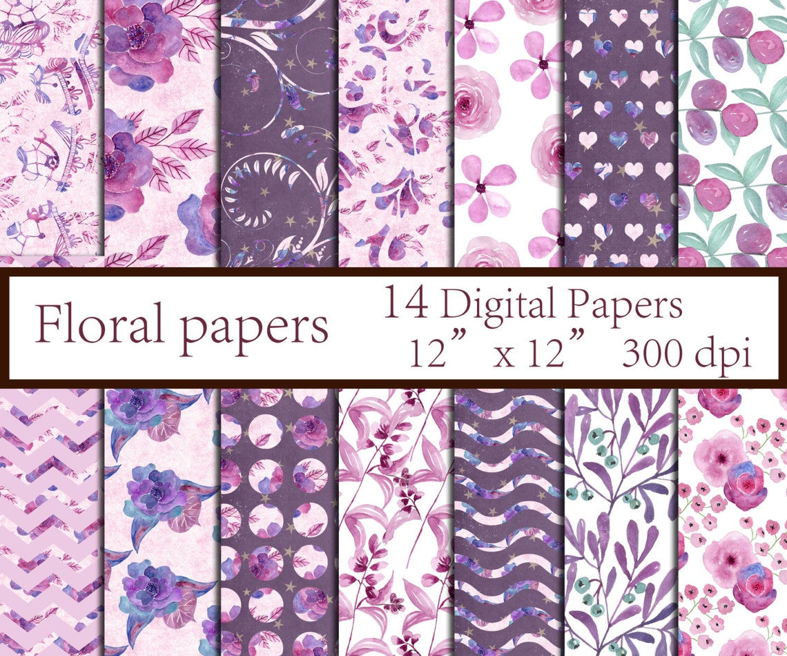 Floral Digital Paper: floral Paper Floral - Etsy