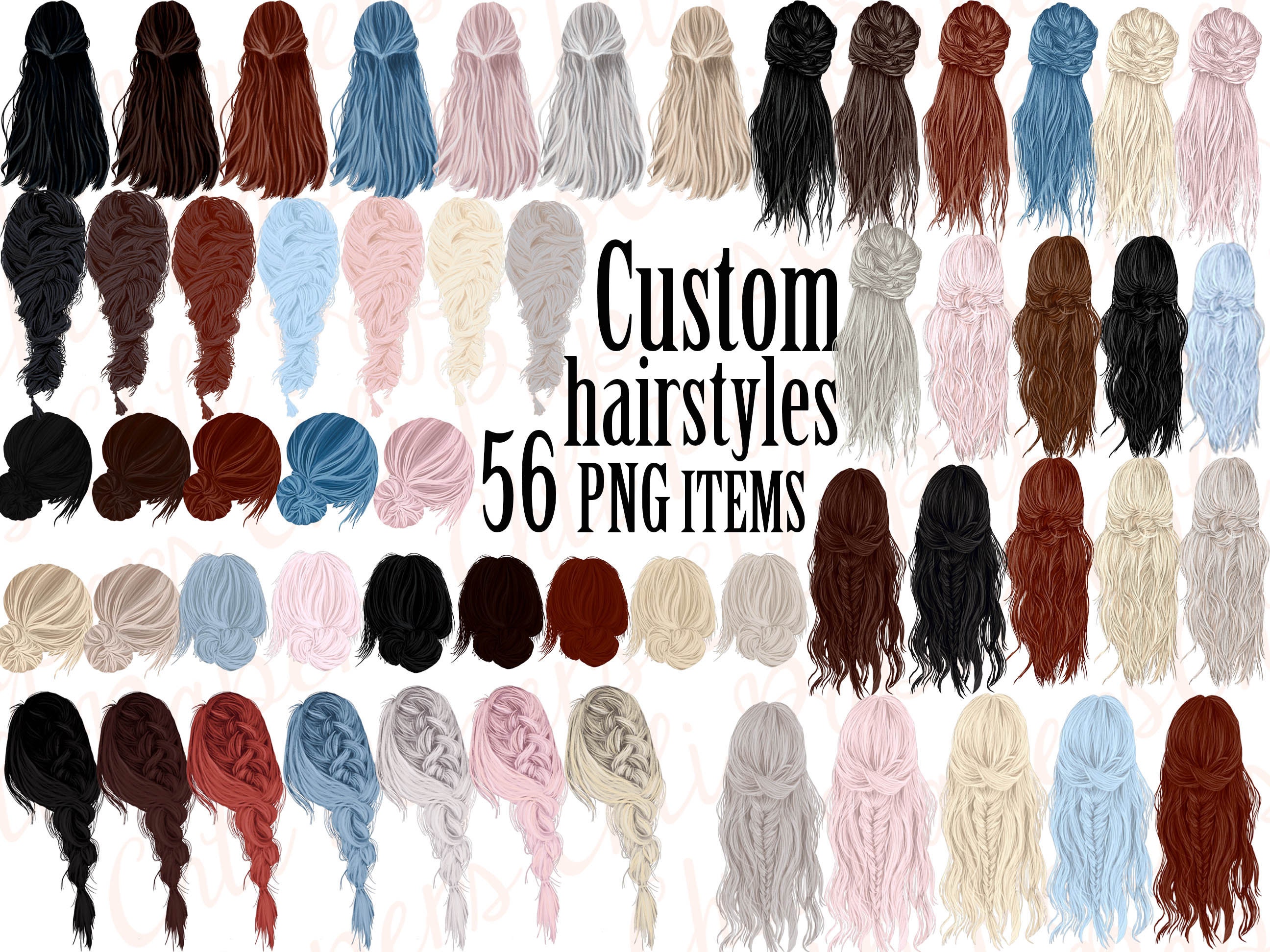 Custom Hairstyles ClipartHair clipart Womans Hair | Etsy España