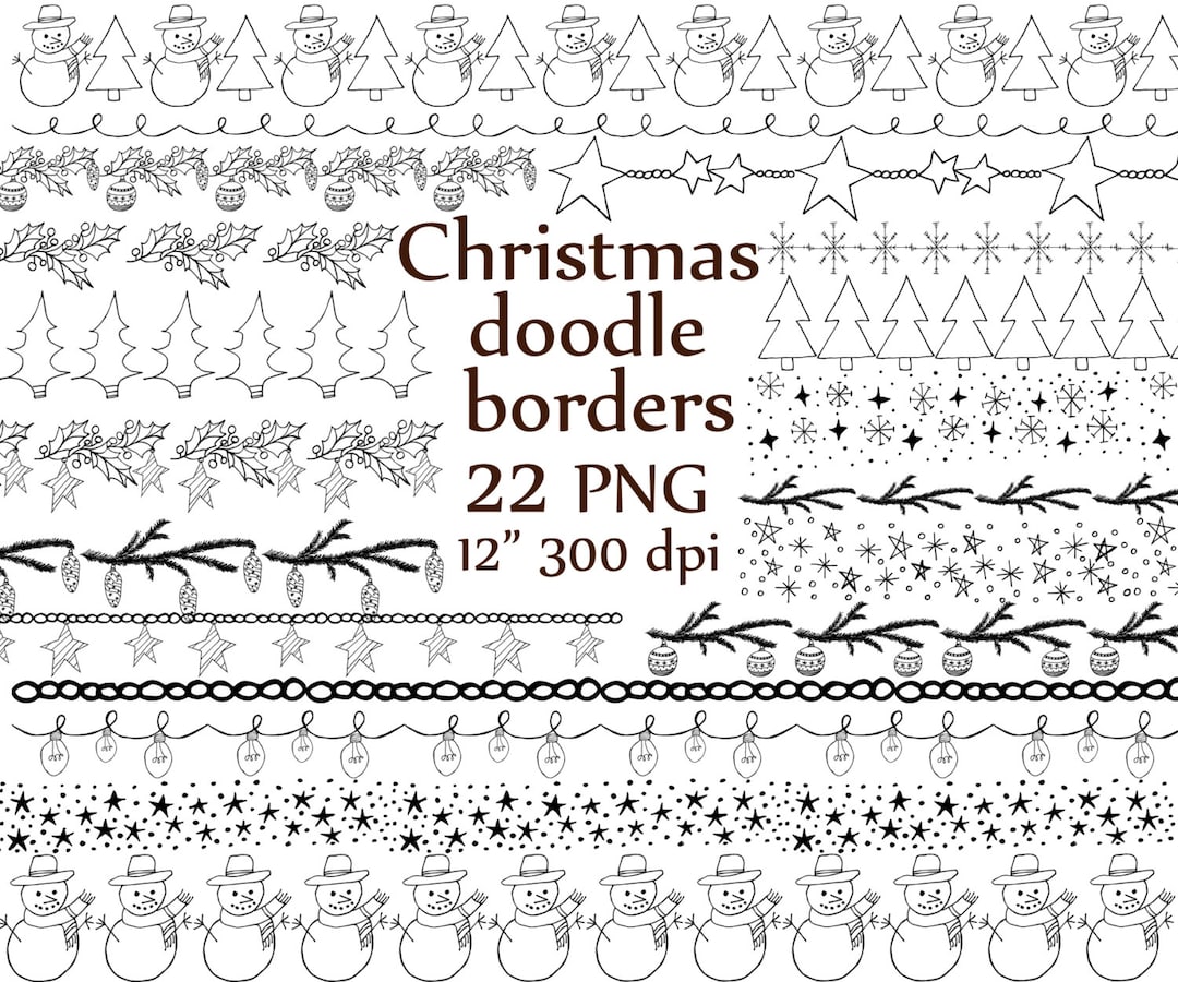 Christmas Doodle Border Clipart: "borders CLIP Art" Christmas Banner ...