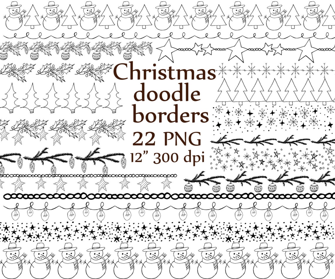 Christmas Doodle Border Clipart: "borders CLIP Art" Christmas Banner ...